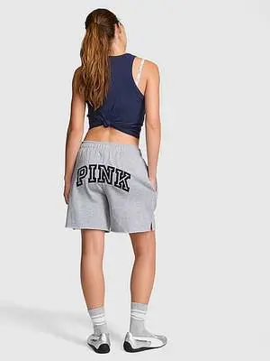 Pink Campus Fleece Shorts - Grey