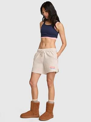 Pink Campus Fleece Shorts - Grey