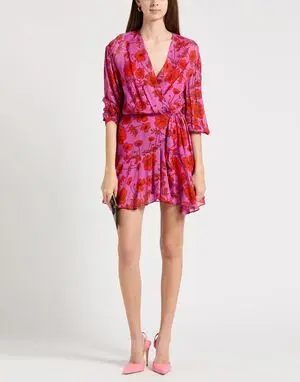 Pinko Mini Flared Floral-print Dress - Purple