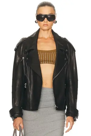 Attico Leather Bomber Jacket