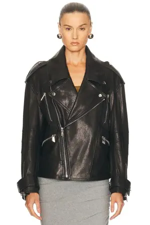 Attico Leather Bomber Jacket