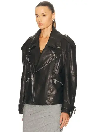 Attico Leather Bomber Jacket