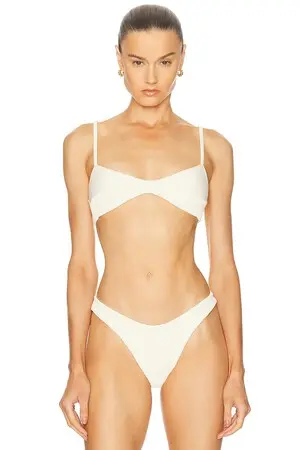 HAIGHT. Adjustable Ribbed Monica Bikini Top - White Clay