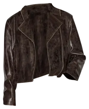 Massimo Dutti Nappa Leather Biker Jacket - Brown