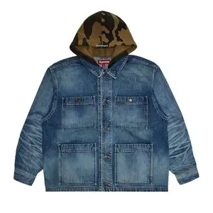 Supreme Worn Hooded Chore Coat - Blue