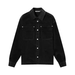 Palm Angels Velvet Back Logo Overshirt - Black