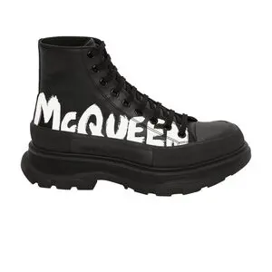 Alexander McQueen Tread Slick Graffiti Logo Boots - Black