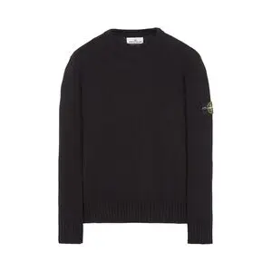 Stone Island Logo Patch Crewneck Jumper - Black