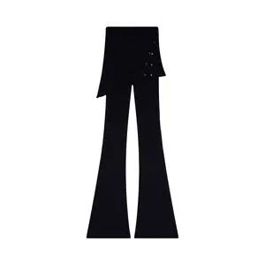 COURREGES Over-skirt Rib Knit Pants - Black