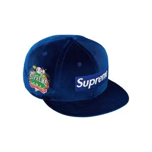 Supreme Velour Box Logo Cap - Blue