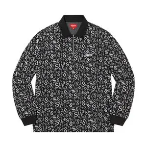 Supreme Currency Jacquard Zip Long-sleeve Polo
