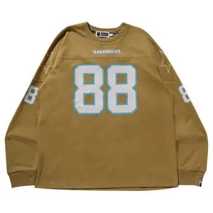 A BATHING APE Football Relaxed Fit Long-sleeve Tee - Tan