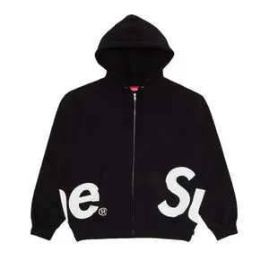 Supreme Logo Zip-up Hoodie - Black