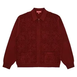 Supreme Crochet Zip Up Cardigan - Red