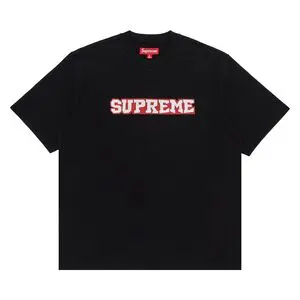 Supreme Satin Appliqué Short-sleeve Top - Black