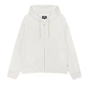StÜssy Double Layer Waffle Zip Hoodie - White