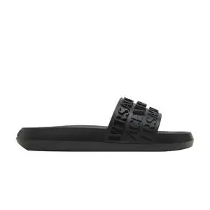 Versace Allover Logo Slides - Black