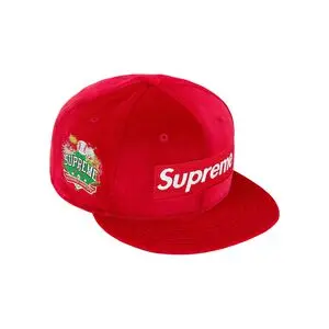Supreme Velour Box Logo Baseball Cap - Red