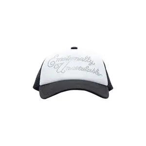 EMOTIONALLY UNAVAILABLE Rhinestone Trucker Cap - Black