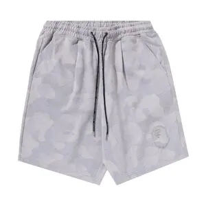 A BATHING APE Ink Camo Ape Head Patch Sweat Shorts - Grey