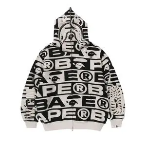 A BATHING APE Lux Sport Pattern Shark Full Zip Hoodie - Cream