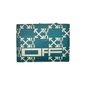 Off-White Zipped Monogram Card Case - Green
