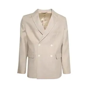 BODE Linen Double-breasted Suit Jacket - Tan