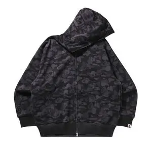 A BATHING APE Camo Print Relaxed Fit Shark Full Zip Hoodie - Black