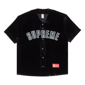 Supreme Velvet Baseball Jersey - Black