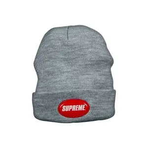Supreme Rubber Patch Beanie - Grey