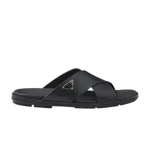 Prada Leather Criss Cross Slides