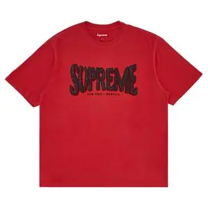 Supreme Flocked Washed Short-sleeve Top - Red