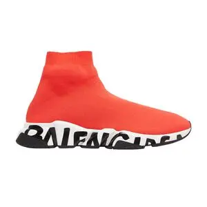 Balenciaga Speed Sneaker With Graffiti Midsole - Red