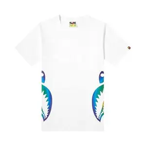 A BATHING APE Rainbow Side Shark Tee - White