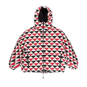 Prada Diamond Print Triangle Logo Coat