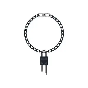 Givenchy Crystal Embellished 4g Padlock Necklace - Black