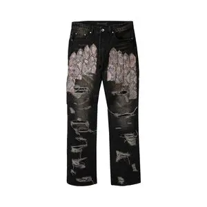 Women's Black Patches Jeans