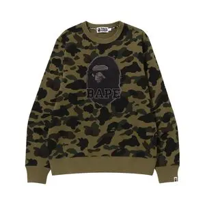 A BATHING APE 1st Camo Pattern Ape Head Crewneck - Green