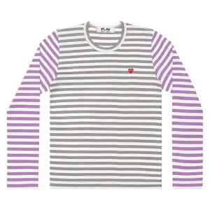 Play Comme Des Garcon Bi-color Striped Long-sleeve T-shirt - Grey