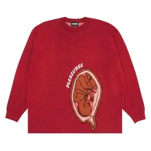 PLEASURES Utero Jacquard Pullover Sweater - Red