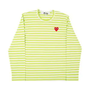 Play Comme Des Garcon Long-sleeve Striped Tee - Green
