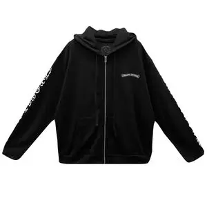 Chrome Hearts Scroll Logo Zip Up Hoodie