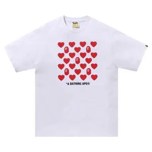 A BATHING APE Heart Pattern Box Tee - White