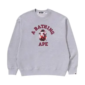A BATHING APE Map Camo College Relax Fit Crewneck Sweatshirt