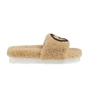 Gucci Interlocking G Merino Wool Slides - Brown