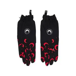 MARINE SERRE Moon Logo Print Gloves - Black