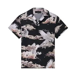 Amiri All Over Pegasus Bowling Shirt - Black