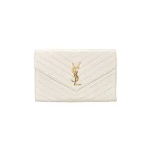 Saint Laurent Cassandre Chain Wallet - White