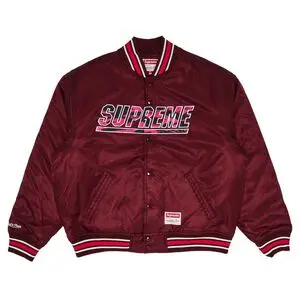 Supreme X Mitchell & Ness Camo Logo Varsity Jacket - Red