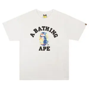 A BATHING APE Tie-dye College T-shirt - White